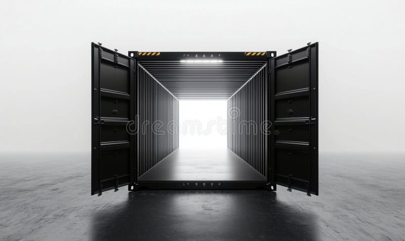 Open Shipping Container Revealing Bright Light and Empty Space for ...