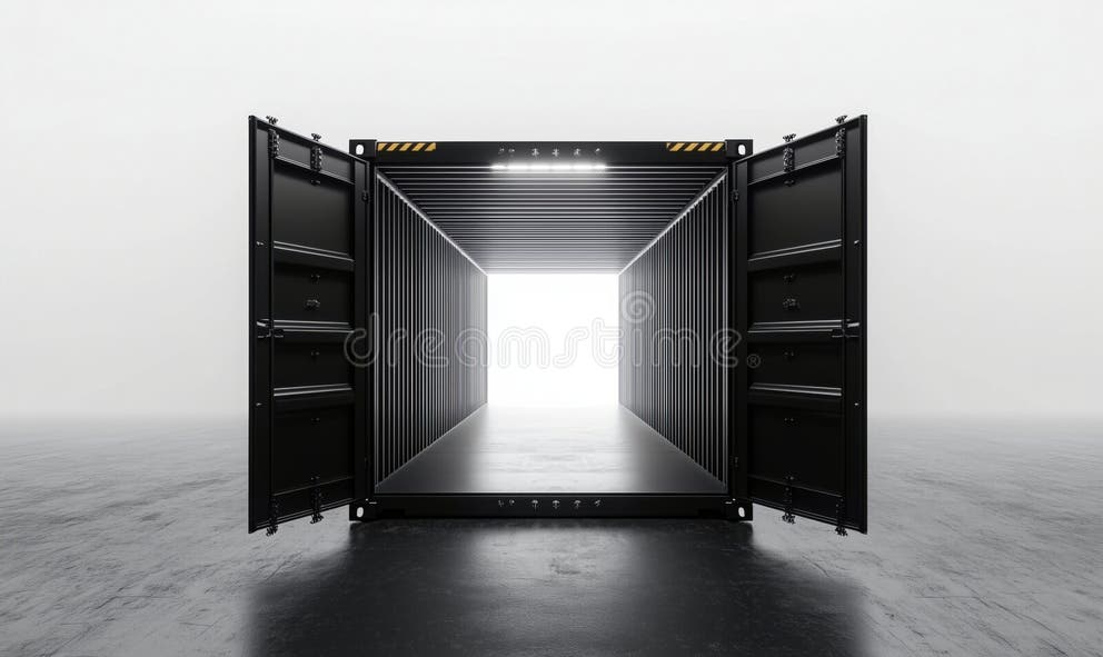 Open Shipping Container Revealing Bright Light and Empty Space for ...