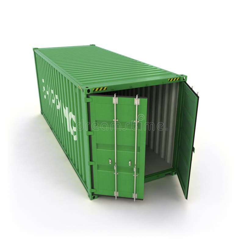 Open Shipping Container on a White Stock Illustration - Illustration of ...