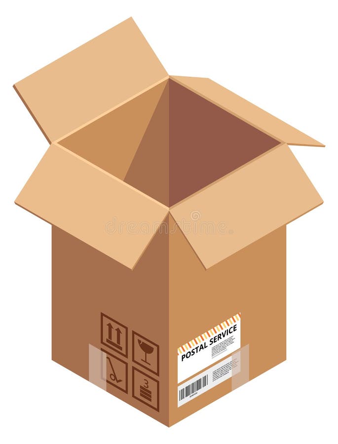 Open Shipping Package Icon. Isometric Cardboard Box Stock Vector ...