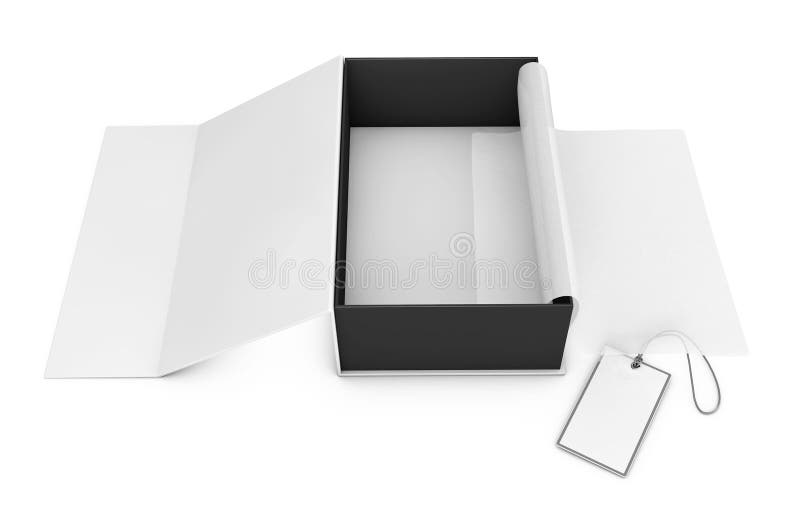 Open Shoes Box with Label, Illustration, Isolated White Stock Image ...