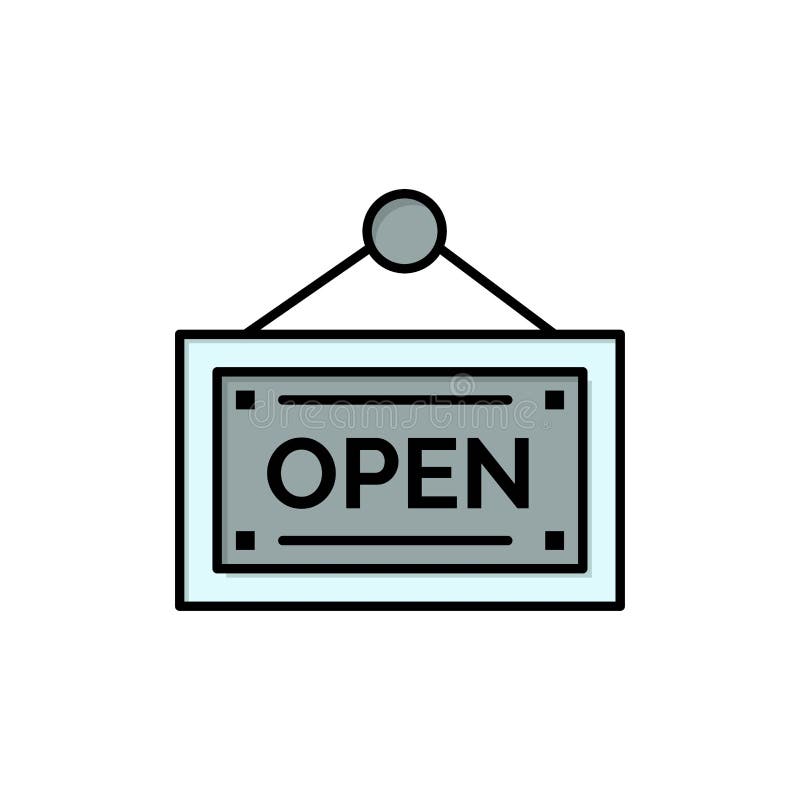 Open, Shop, Board Flat Color Icon. Vector Icon Banner Template Stock ...