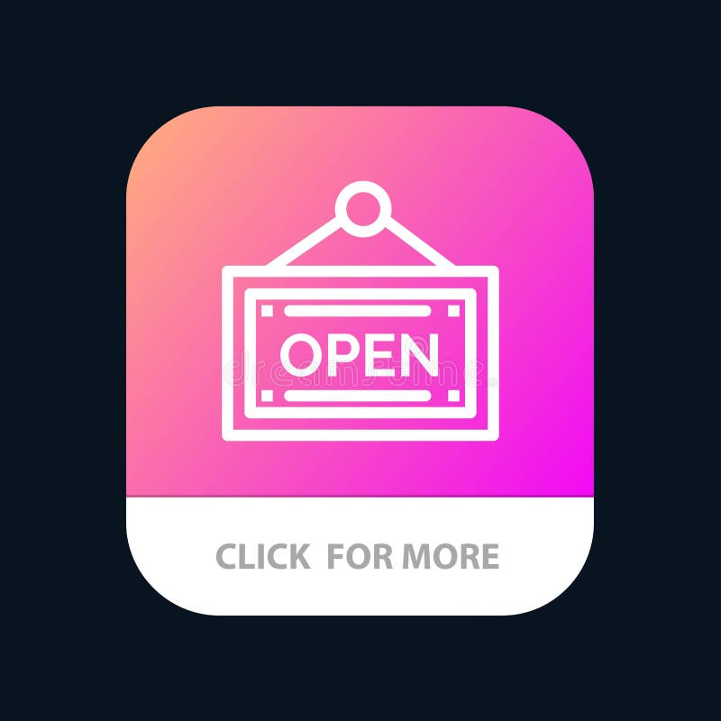Open, Shop, Board Mobile App Button. Android and IOS Line Version Stock ...