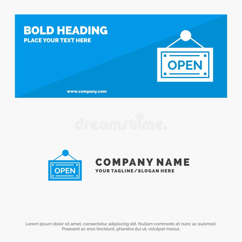 Open, Shop, Board SOlid Icon Website Banner and Business Logo Template ...