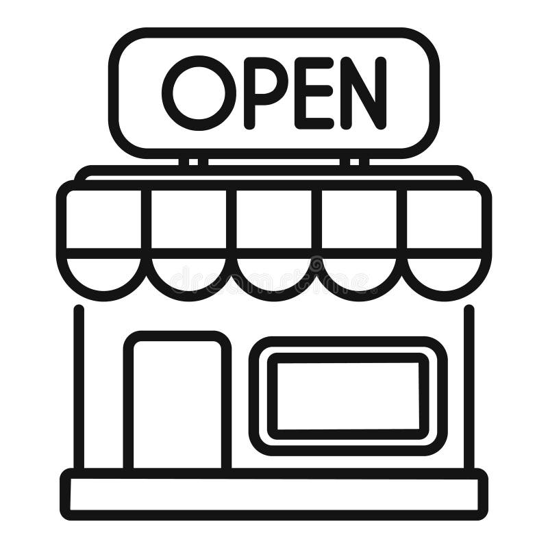 Open Shop Building Facade Icon Showing Commerce and Retail Stock ...