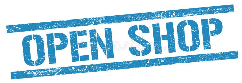 OPEN SHOP Text on Blue Grungy Rectangle Stamp Stock Illustration ...