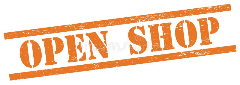 OPEN SHOP Text on Orange Grungy Rectangle Stamp Stock Illustration ...