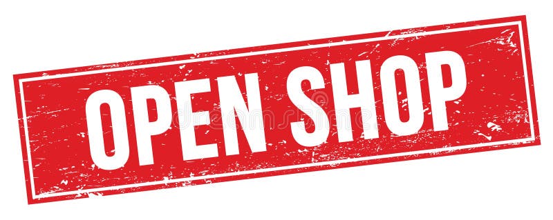 OPEN SHOP Text on Red Grungy Rectangle Stamp Stock Illustration ...