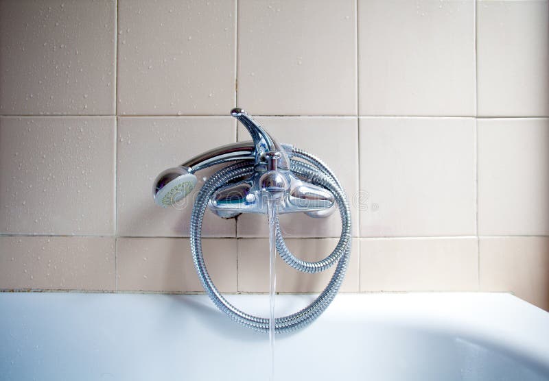 Open shower tap stock image. Image of copy, tile, indoors - 72108285