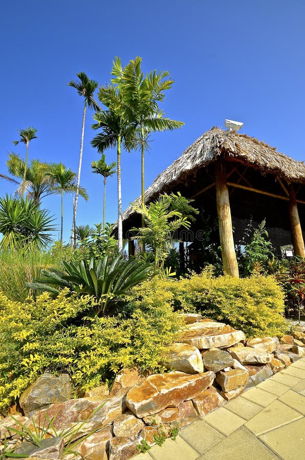 Open Sided Building in a Tropical Island Stock Image - Image of beach ...