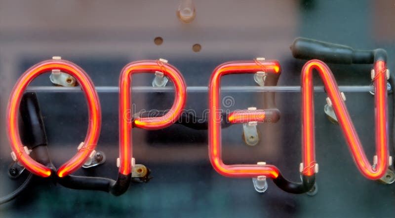OPEN circle neon sign stock photo. Image of black, dark - 14129166
