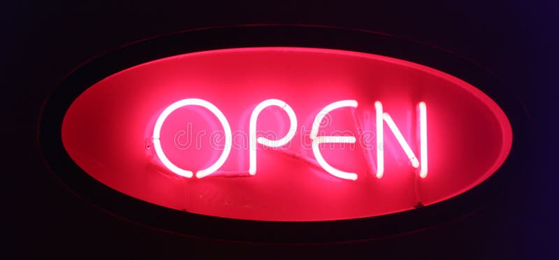 Open neon sign stock photo. Image of retro, lighting - 64442866