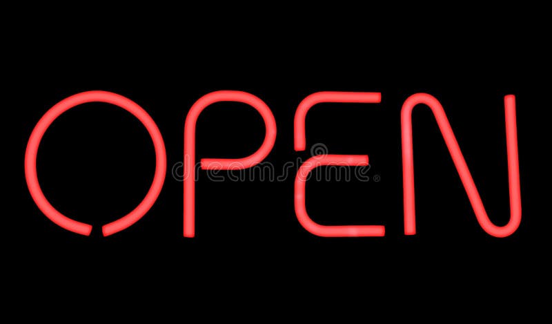 Open Sign. stock image. Image of commercial, neon, bulb - 5129951