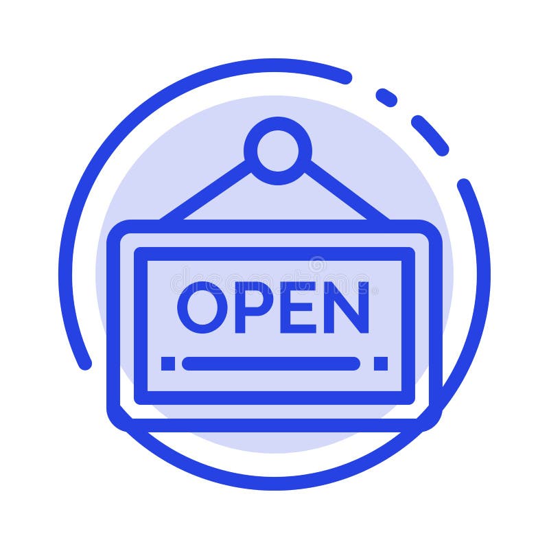 Open, Sign, Board, Hotel Blue Dotted Line Line Icon Stock Vector ...