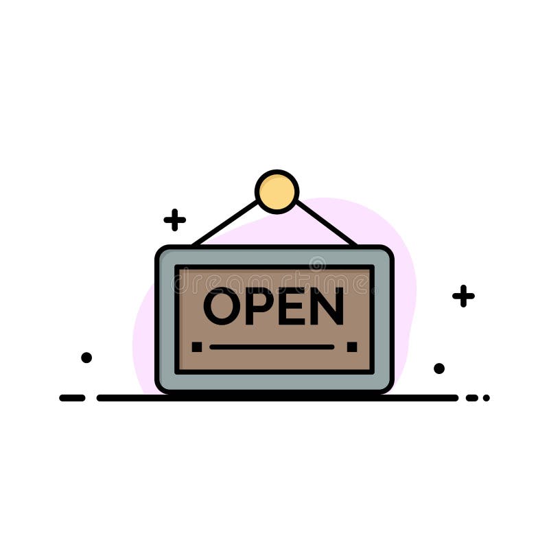 Open, Sign, Board, Hotel Business Logo Template. Flat Color Stock ...