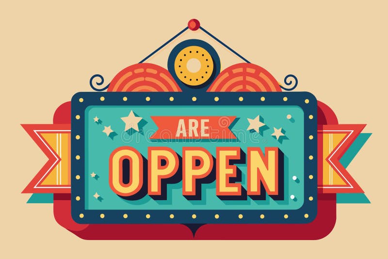 An Open Sign with a Clock on Top, Indicating that a Business is Open ...