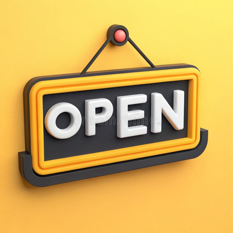 Open Sign 3D Icon Business and Storefront Symbol Stock Illustration ...