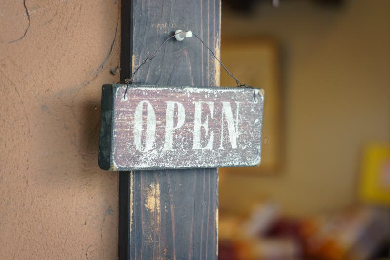 Open sign on door. stock photo. Image of window, banner - 74348138