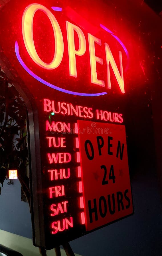 Open sign early morning stock image. Image of font, advertising - 191566253