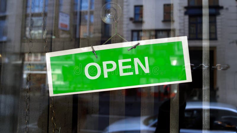 Open sign in English stock photo. Image of language - 371413736