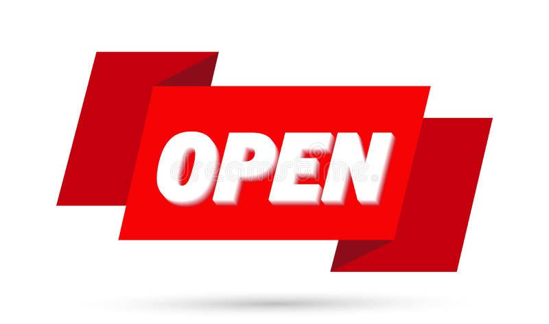Open Sign Flat Banner Ribbon Stock Vector - Illustration of offer ...