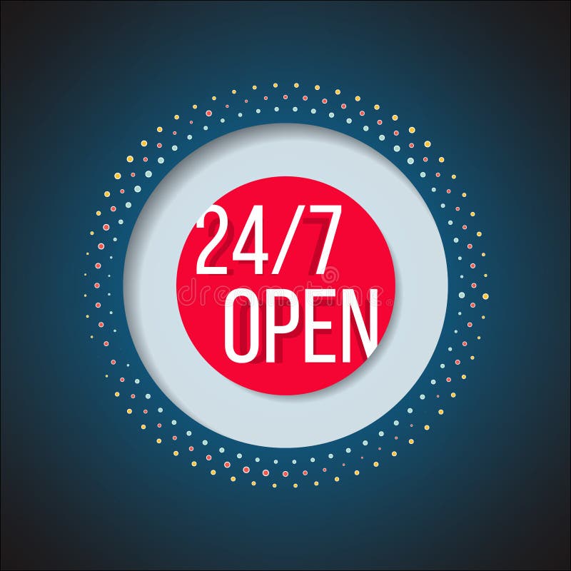 Open 247 Sign. Full Time Service Store Icon Stock Illustration ...