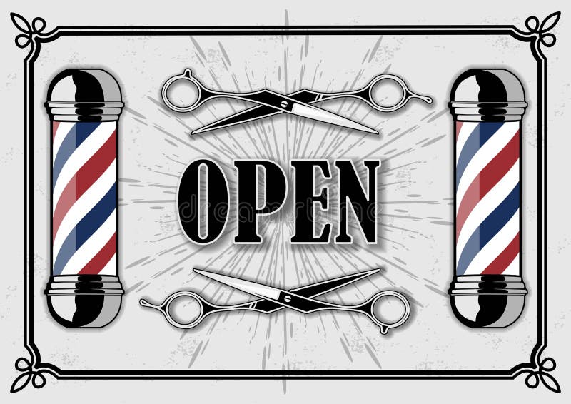 Open and Closed Signs for Barbershop with Scissors Stock Vector ...