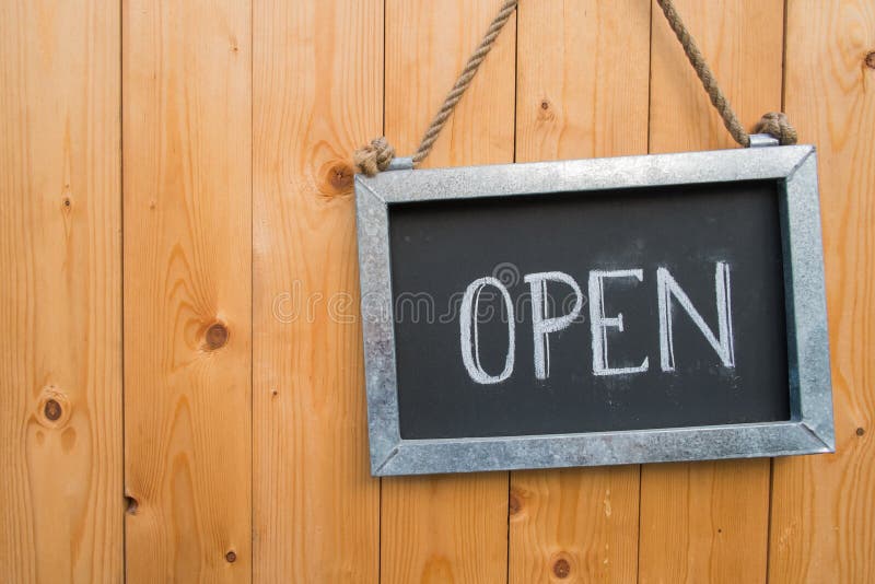 Open Sign Hang on Wood Door Stock Image - Image of door, aged: 50802185