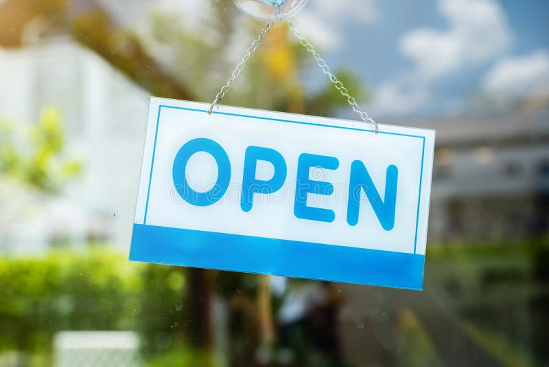 Open Sign Hanging on Door at Store Stock Photo - Image of entrance ...