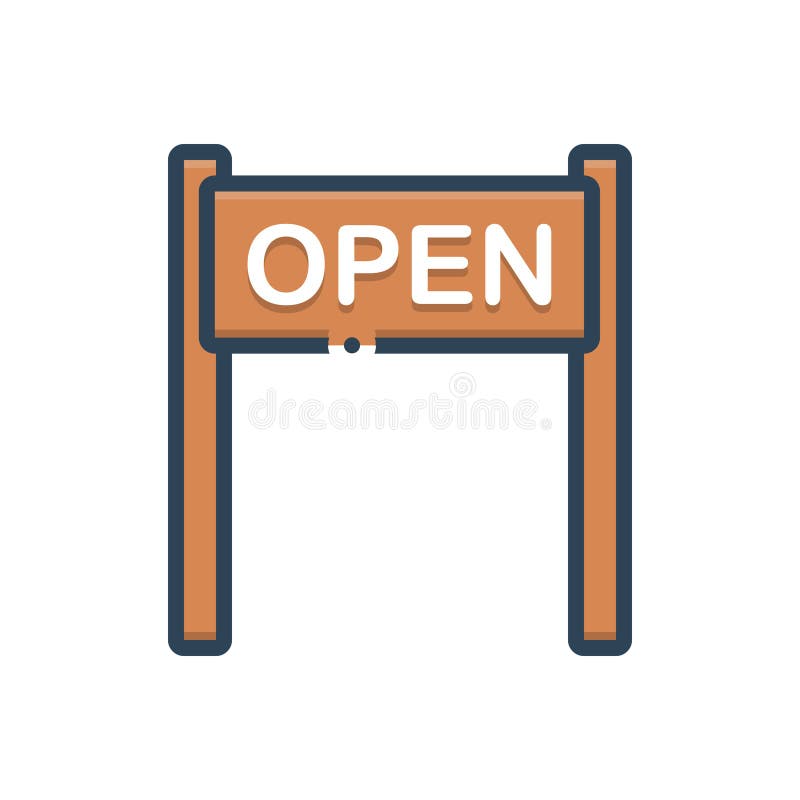 Color Illustration Icon for Open Sign, Banner and Hanging Stock ...