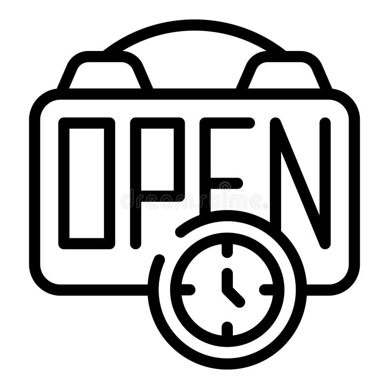 Open Sign Icon with Clock Illustration Stock Illustration ...