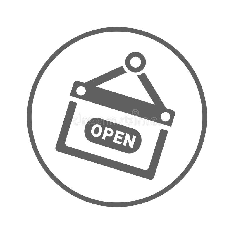 Open Sign Icon, Gray Vector Graphics Stock Vector - Illustration of ...