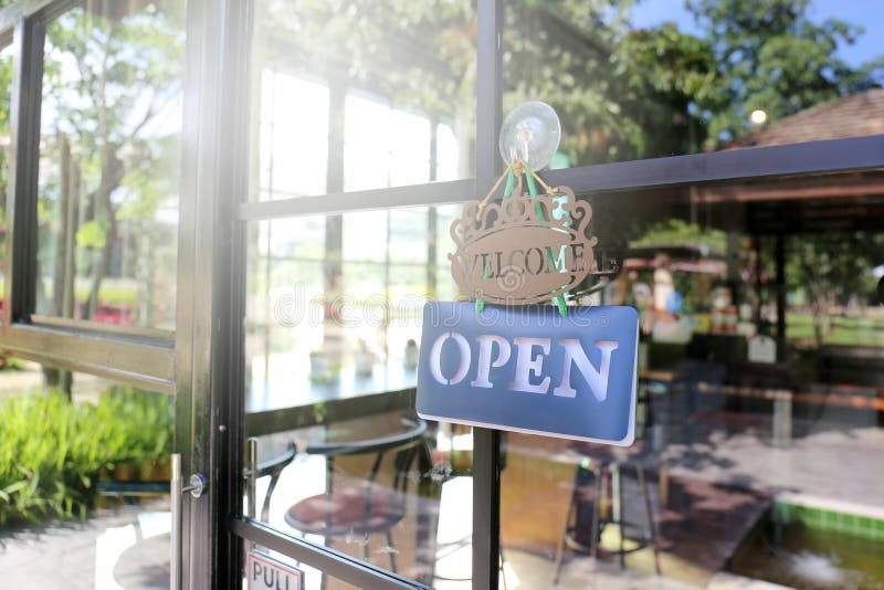 Open Sign Inside the Store Door Stock Image - Image of outdoor, flag ...