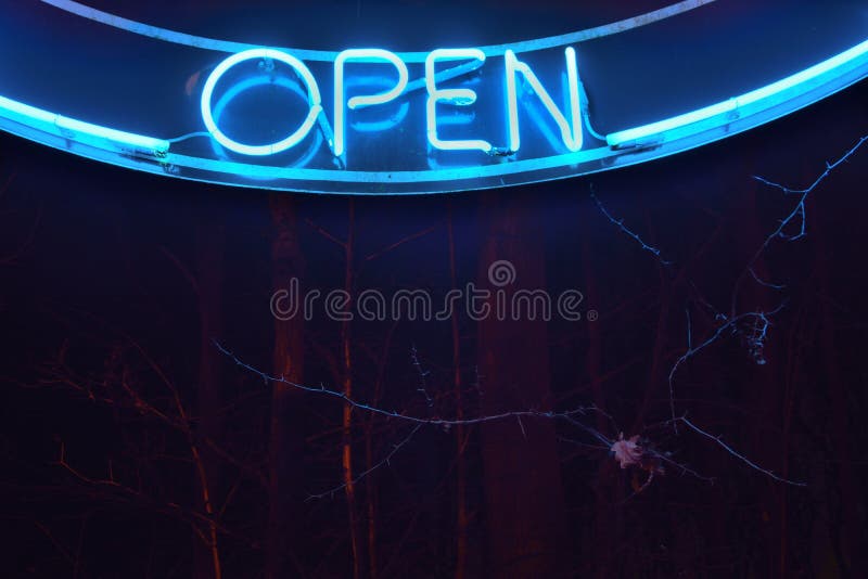 Open sign at night stock photo. Image of night, neon - 84376040