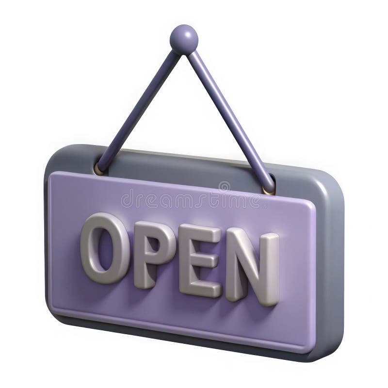 Open Sign in Purple Isolated. Stock Illustration - Illustration of ...
