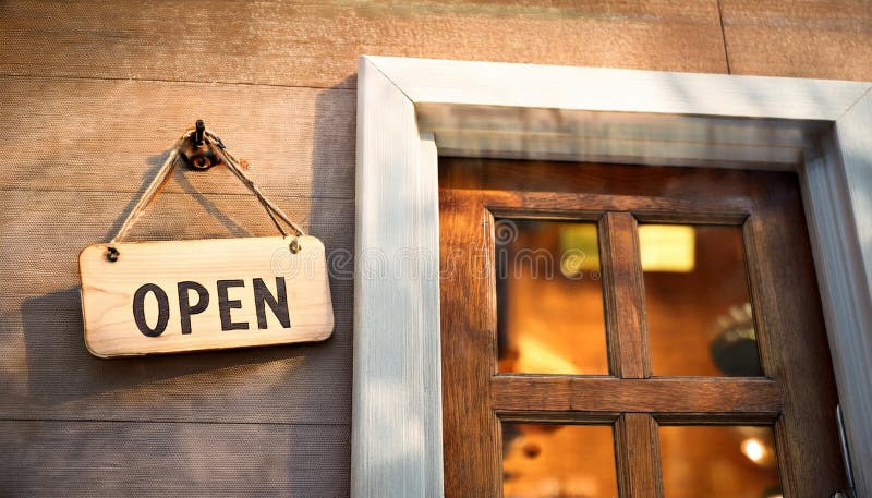 Open Sign on Shop Door, AI Generated Stock Illustration - Illustration ...