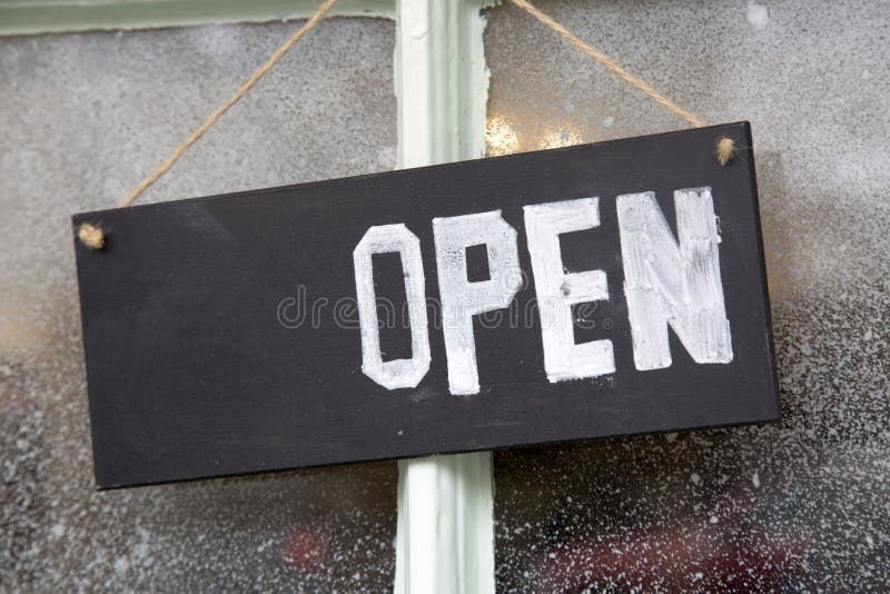 Open Sign on Shop Window stock photo. Image of text - 105511282