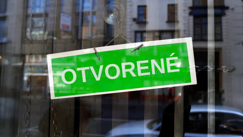 Open sign in Slovak stock image. Image of finance, street - 371413881
