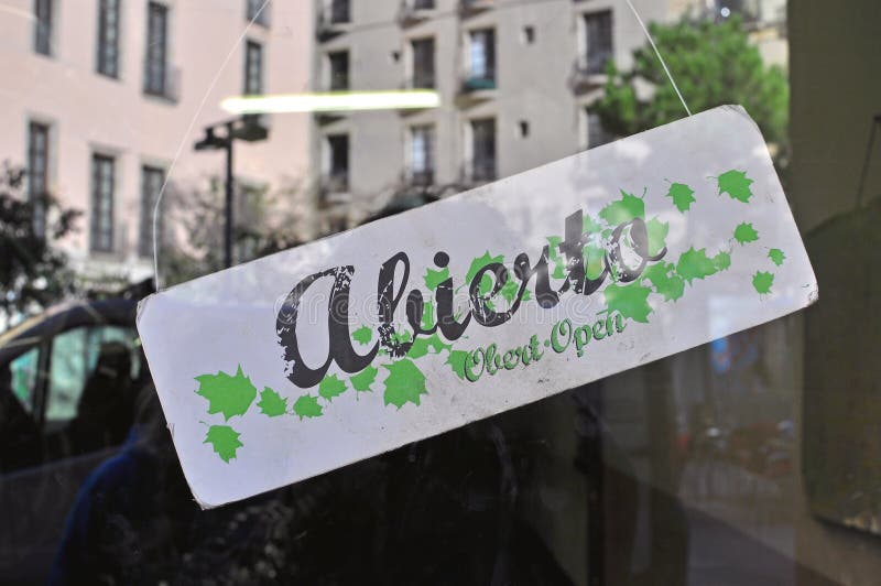 Open sign in spanish stock image. Image of showcase, commercial - 47873923