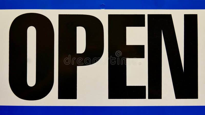 OPEN Sign stock photo. Image of black, blue, block, bold - 91507756