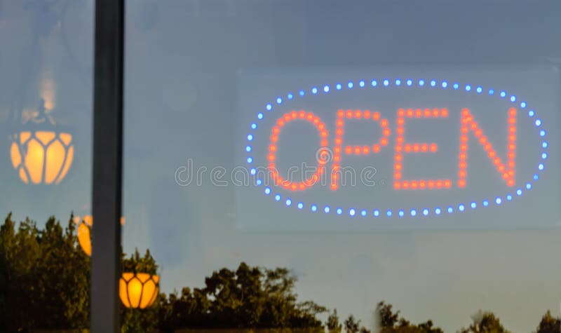 We Are Open Sign On Glass Storefront Stock Photo - Image of front ...