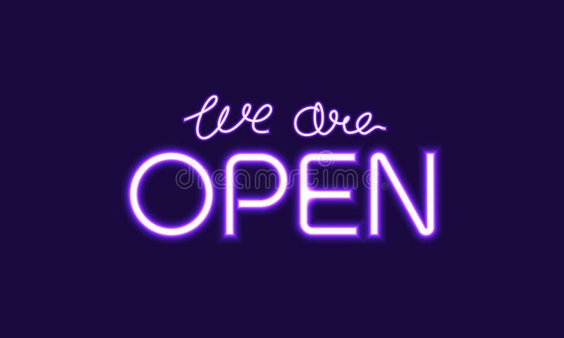 We are Open Sign or Open Sign Using Purple Neon Lights . Neon Text ...