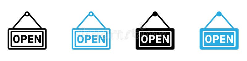Open Sign Vector Set Collection for Web Stock Vector - Illustration of ...