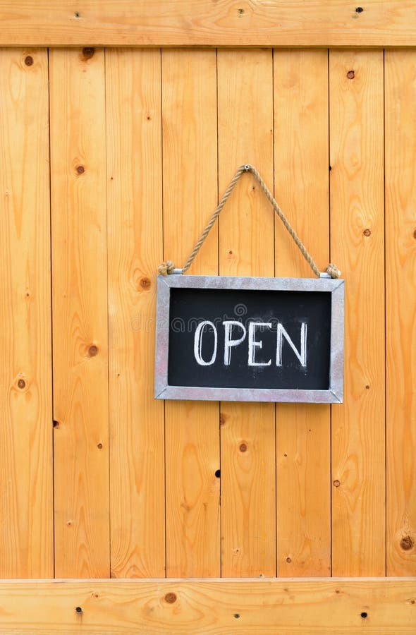 Open sign on wooden door stock photo. Image of open, welcome - 49487482