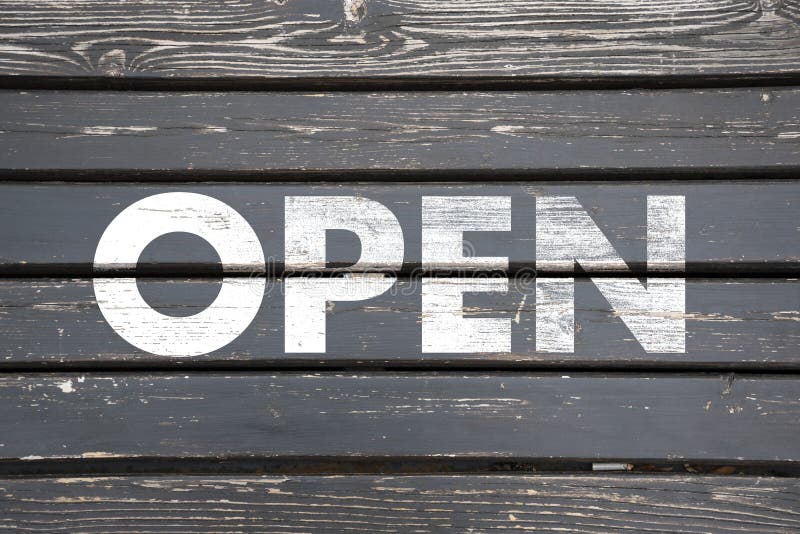 Open sign stock image. Image of plank, design, print - 176116401