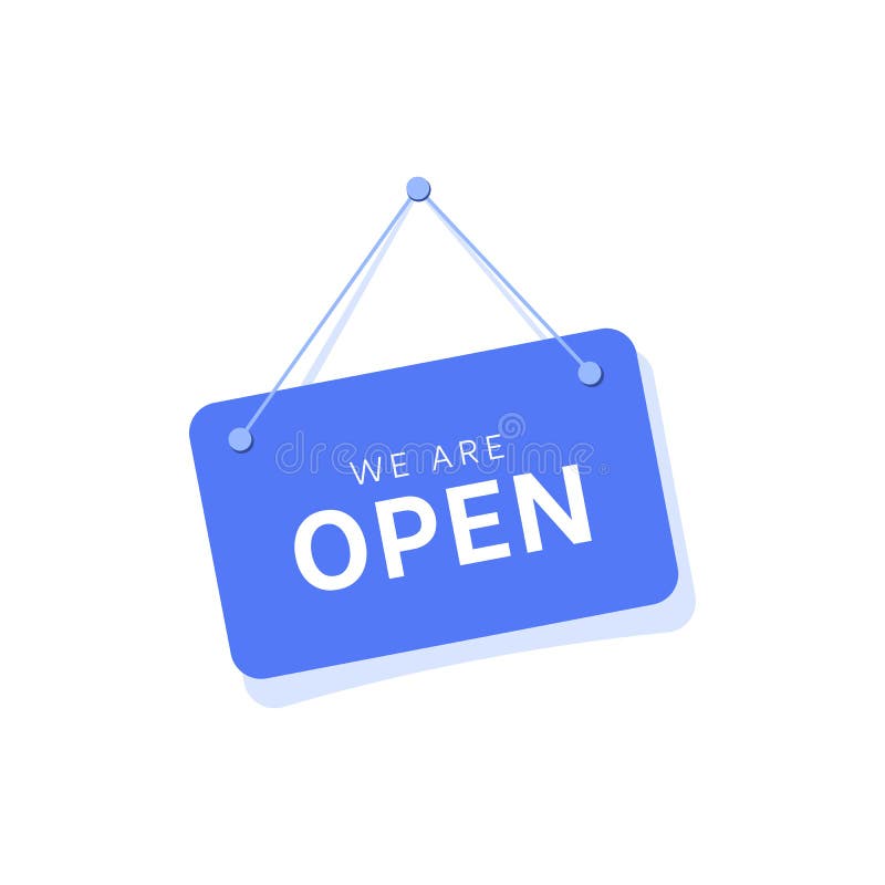 Blue Open signboard. stock vector. Illustration of blackboard - 215403007