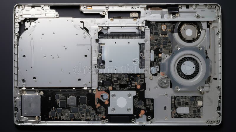 Open Silver Back of Computer Stock Illustration - Illustration of view ...