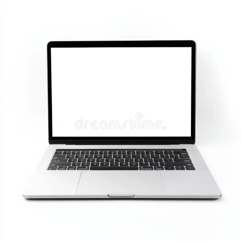 Open Silver Laptop Blank White Screen Technology Design Projects Stock ...