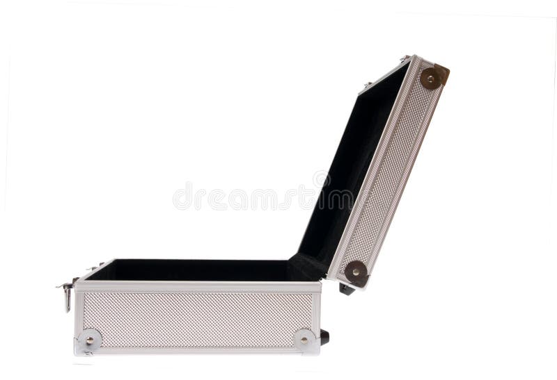 Open Silver Suitcase Isolated Stock Image - Image of toolbox, metal ...