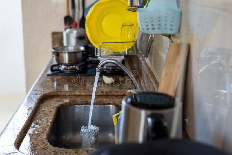 Open Sink Tap Dripping Water. Take Care of the Environment Stock Image ...